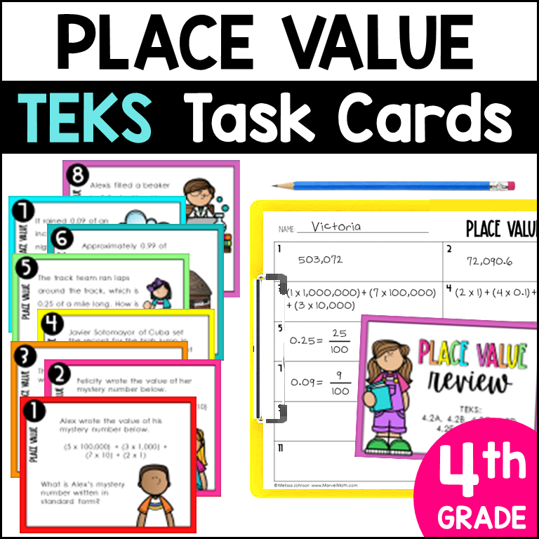 4th Grade Place Value STAAR Review Task Cards Printable Marvel Math 4th Grade Place Value STAAR Review Task Cards Printable Marvel Math