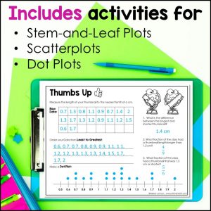 5th Grade Graphs & Data Book: Scatterplots, Stem and Leaf Plots, and ...