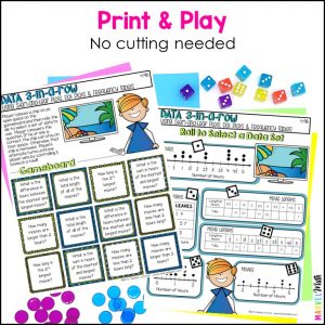 4th Grade Data & Graphing No Prep Games - Marvel Math