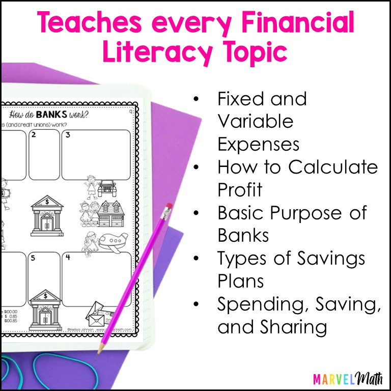 4th Grade Financial Literacy Interactive Notebook Marvel Math