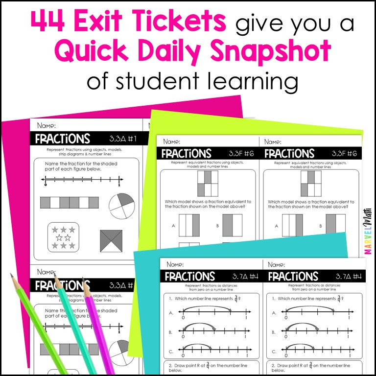 3rd Grade Fractions Exit Tickets Marvel Math