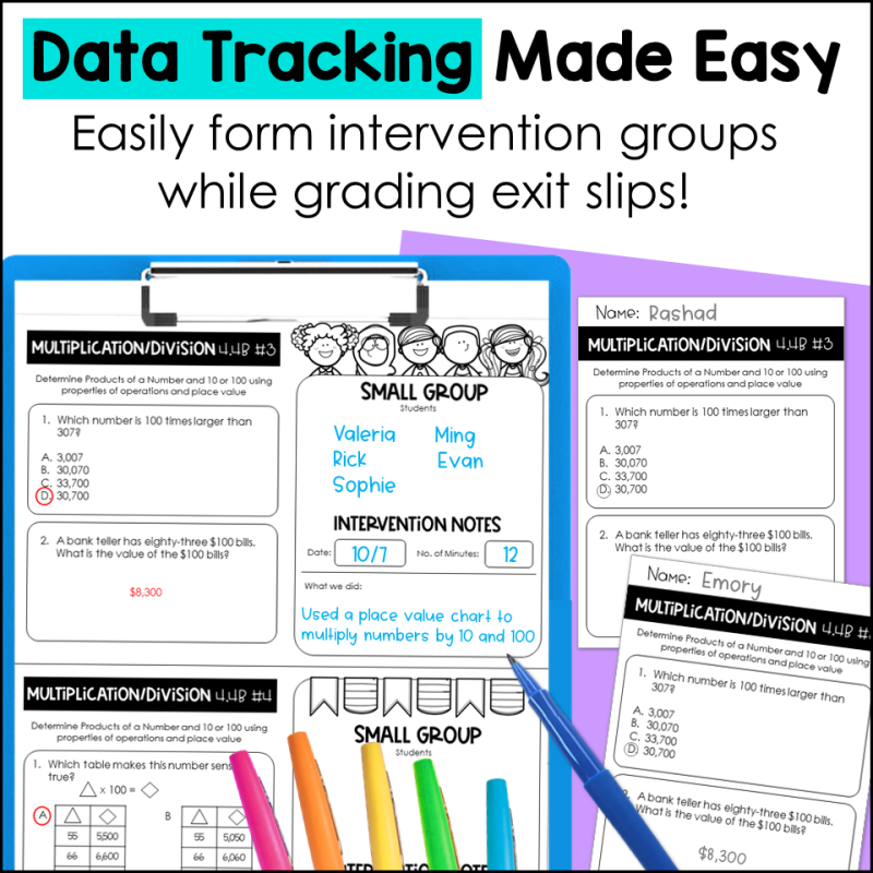 4th Grade Math TEKS Exit Tickets Bundle - Marvel Math
