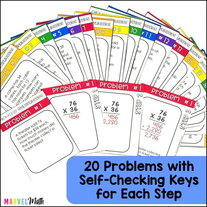 Check-As-You-Go 2x2 Multiplication Word Problems - Marvel Math