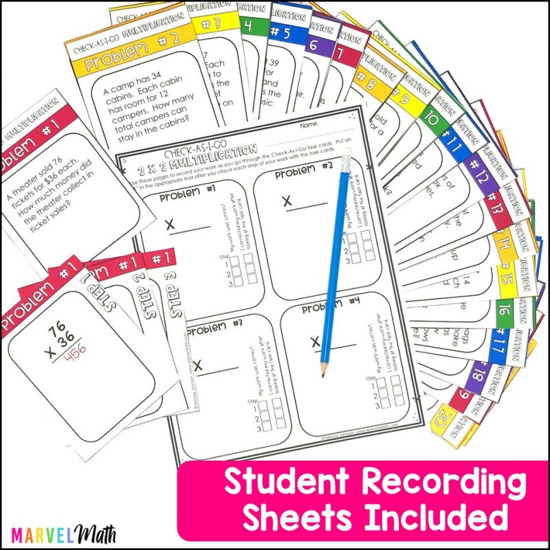 Check-As-You-Go 2x2 Multiplication Word Problems - Marvel Math