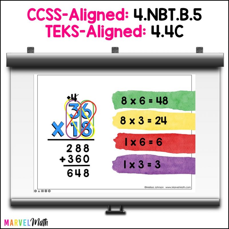 2 x 2 Multiplication - Partial Products, Area Model & Traditional ...