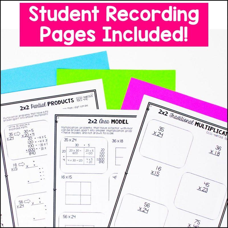 2 x 2 Multiplication - Partial Products, Area Model & Traditional ...