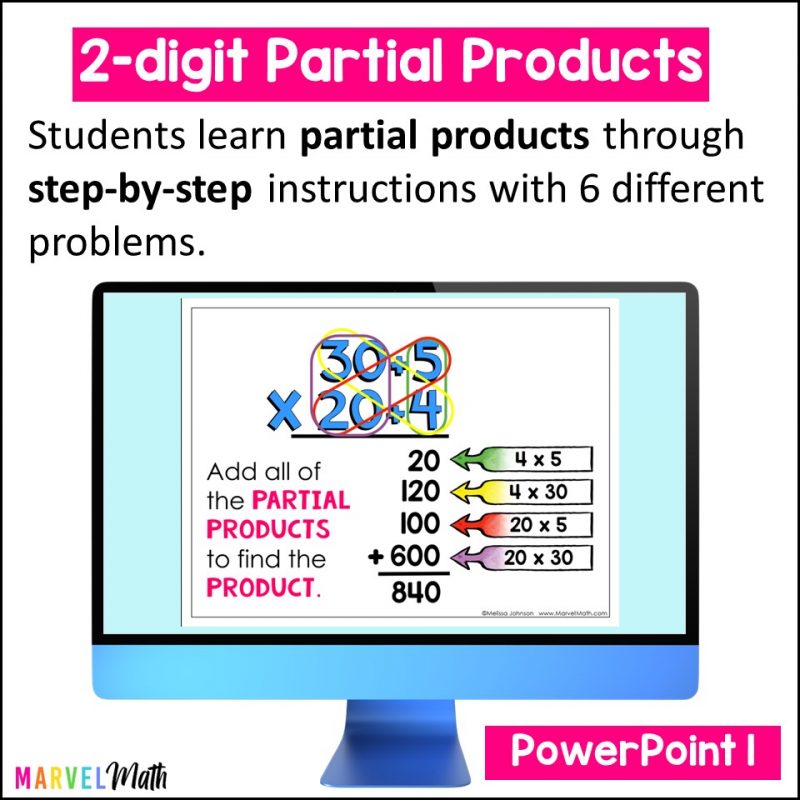 2 x 2 Multiplication - Partial Products, Area Model & Traditional ...