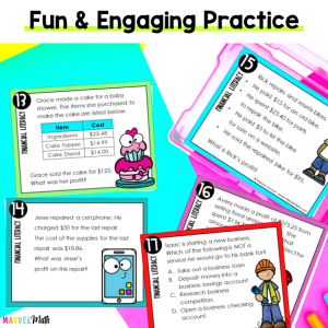 4th Grade Financial Literacy STAAR Review Task Cards - Printable ...