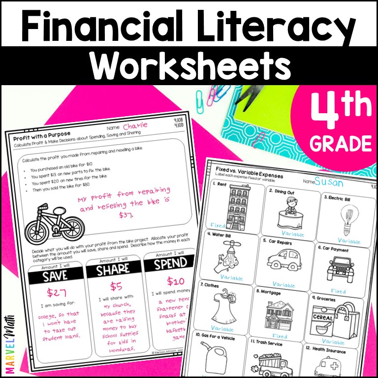 4th Grade Financial Literacy Worksheets Marvel Math