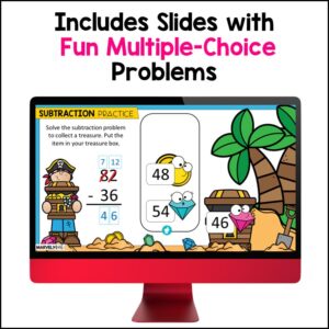 2 Digit Subtraction with Regrouping #5 - Pirate Practice - Marvel Math