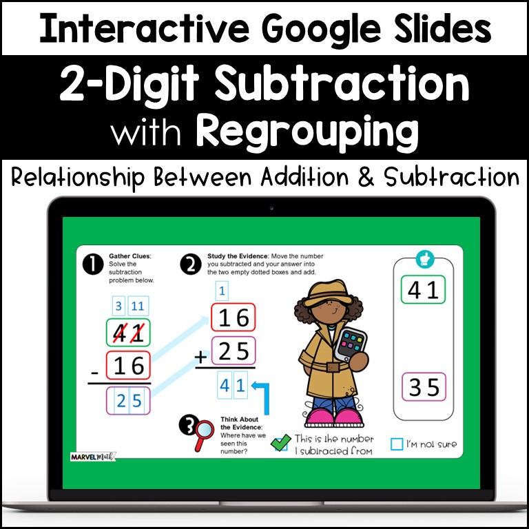 2 Digit Subtraction With Regrouping 9 Relate To Addition Marvel Math