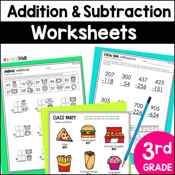 3rd Grade Addition Subtraction Worksheets Marvel Math 3rd Grade Addition Subtraction Worksheets Marvel Math
