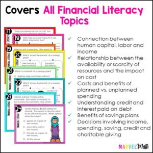 3rd Grade Financial Literacy TEKS STAAR Review Task Cards - Print ...