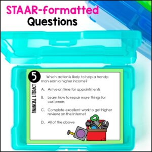 3rd Grade Financial Literacy TEKS STAAR Review Task Cards - Print ...