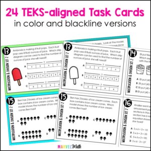 3rd Grade Multiplication Division Set 2 STAAR Review Task Cards - Print ...