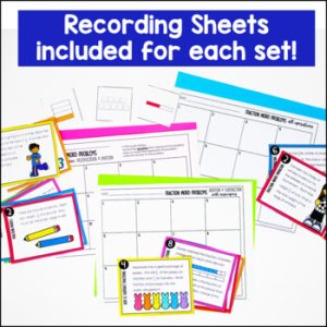 Fraction Word Problem Task Card Bundle - All Operations - Marvel Math