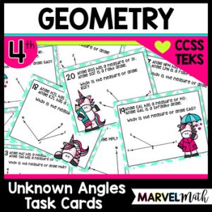 Finding Unknown Angles Task Cards - Marvel Math
