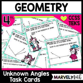 Finding Unknown Angles Task Cards - Marvel Math