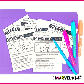 3rd Grade Geometry Exit Tickets - Marvel Math