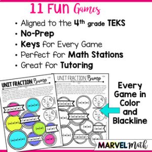 4th Grade Fraction No Prep Games - Marvel Math