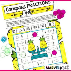 4th Grade Fraction No Prep Games - Marvel Math