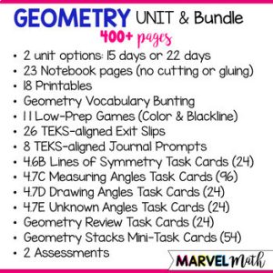 4th Grade Geometry Unit Bundle - Marvel Math