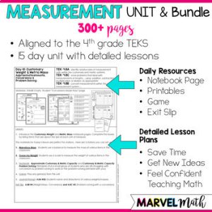 4th Grade Measurement Unit Bundle - Marvel Math