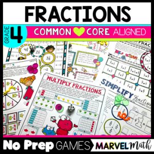 4th Grade Fractions No Prep Games - Common Core Edition - Marvel Math