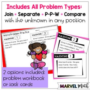 Hands-On Word Problems Kit 9: Valentine’s Day Problems – Marvel Math