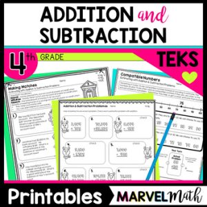 4th Grade Addition & Subtraction Worksheets - Marvel Math