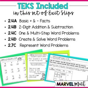 2nd Grade Addition & Subtraction Exit Tickets - Marvel Math