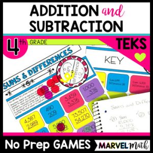 4th Grade Addition & Subtraction No Prep Games - Marvel Math