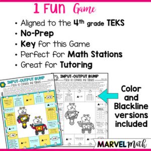 4th Grade Input Output Table No Prep Game - Marvel Math