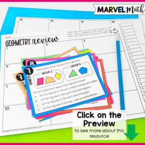 3rd Grade Geometry STAAR Review Task Cards - Print - Marvel Math