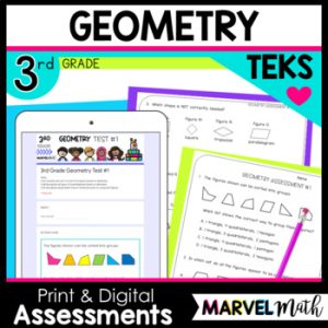3rd Grade Geometry Tests - Digital and Print - Marvel Math