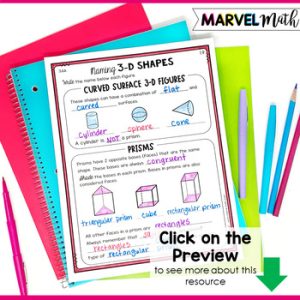 3rd Grade Geometry Interactive Notebook - Marvel Math