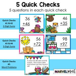 2 Digit Addition with Regrouping #7 - Quick Checks - Marvel Math