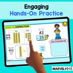 2 Digit Subtraction with Regrouping #3 - Lemonade Stand - Marvel Math