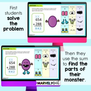 3 Digit Addition with Regrouping #5 - Build a Monster Activity - Marvel ...