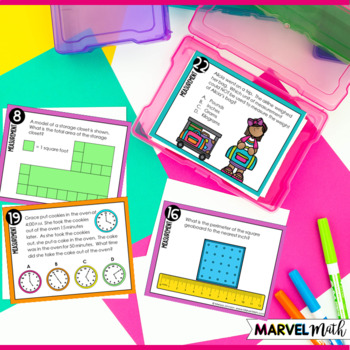 3rd Grade Math TEKS STAAR Review Task Card Bundle - Print - Marvel Math