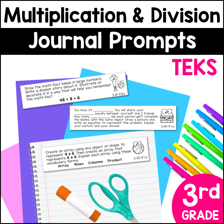 No Prep Math Journal Prompts 3rd Grade Multiplication And Division 